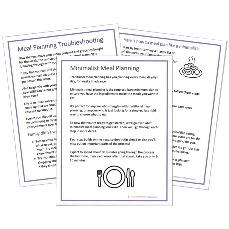 Minimalist Meal Planning Workbook • Frugal Minimalist Kitchen